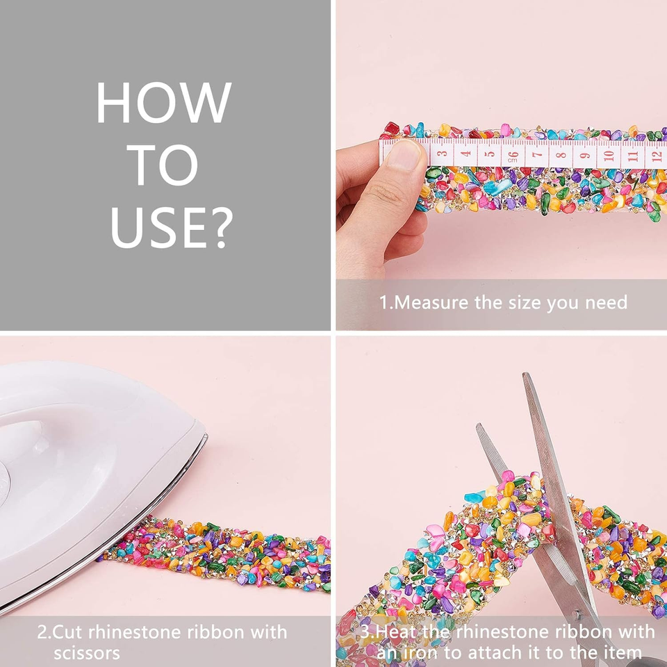 Pandahall 1 Yard 1.4 Inch Crystal Rhinestone Trim Hotfix Ribbon ...