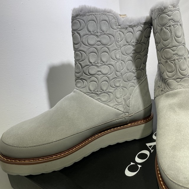 Coach Isa Monogram Suede Faux Fur Lined Boot Black 7.5 for sale online ...