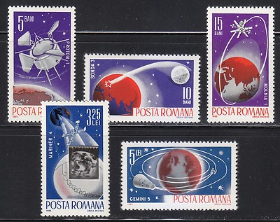 Romania 1965 MNH Sc 1802-1806 Mi 2465-2469 Probe III,Proton I,Molniya I ...
