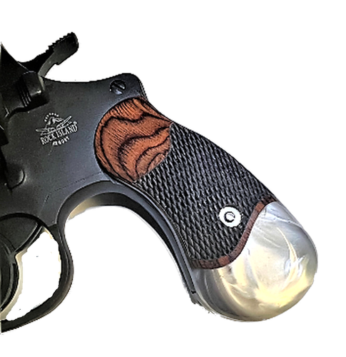 Grips for Rock Island M206 and M200 Rosewood checkered NEW replacement ...
