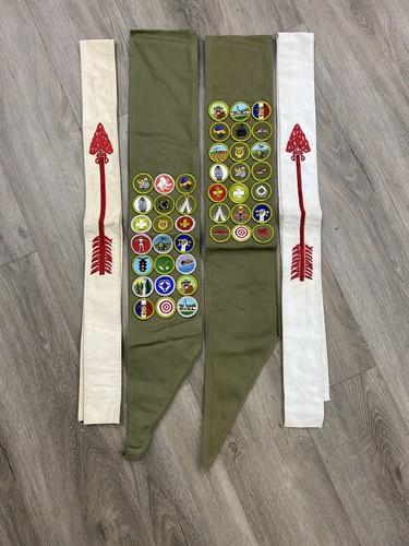 Vintage 1960s Boy Scouts Order Of The Arrow Sashes (2) With 42 Merit ...