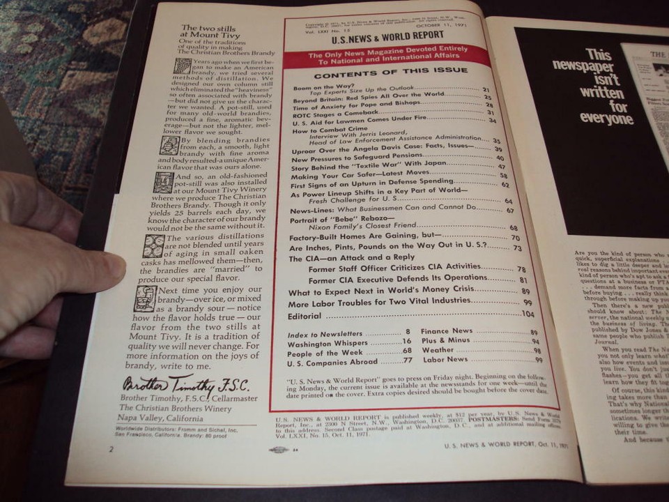 US News World Report Oct 11 1971 The CIA- the Attack and Reply ID:37722 ...