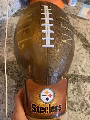 Vtg Pittsburgh Steelers Brown Jar Football Shape w Decal NFL Storage ...
