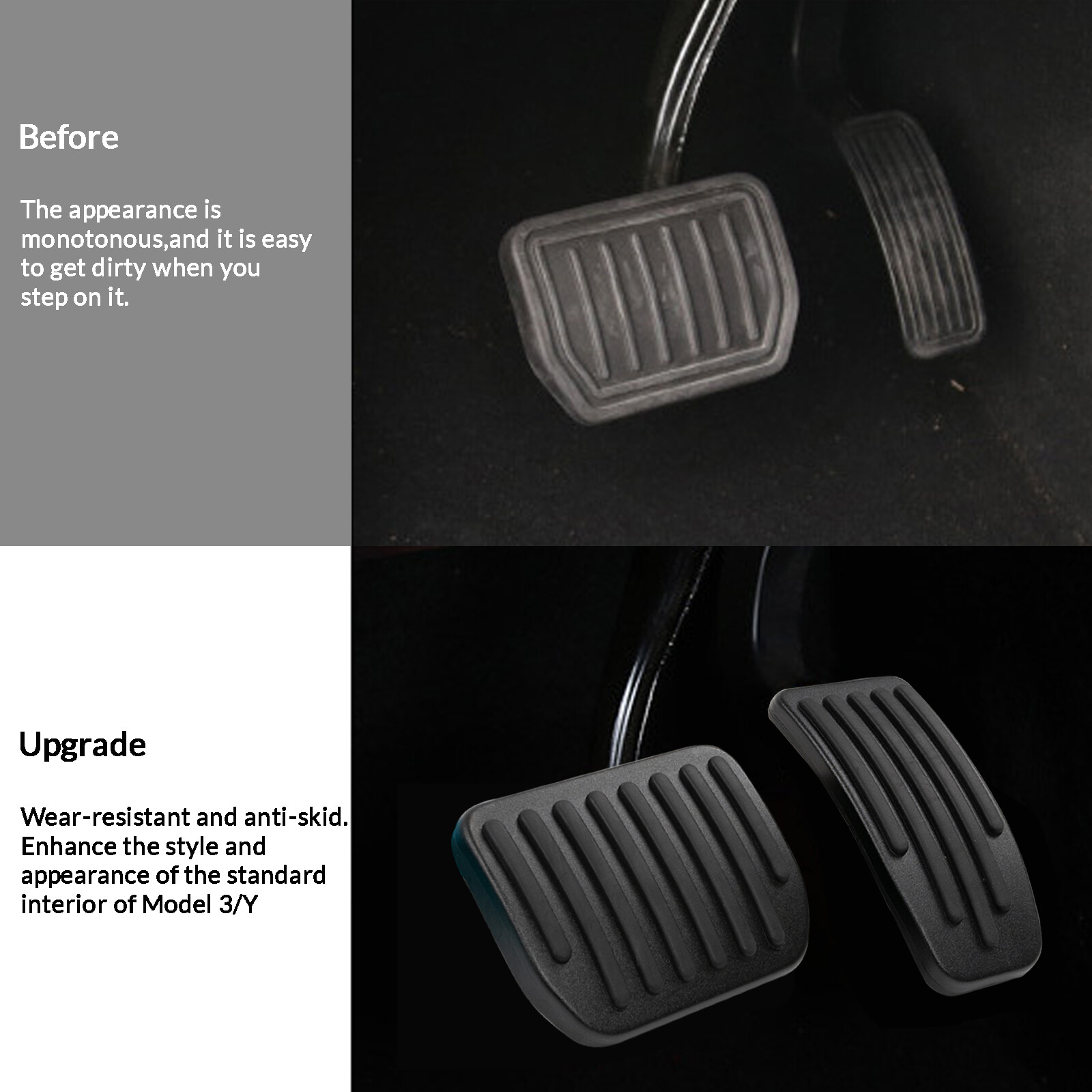 Black Foot Rest Pedal Pads Anti-Slip Cover Accessories For Tesla Model ...