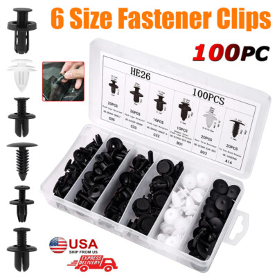 100Pcs Car Plastic Push Pin Rivet Fasteners Trim Panel Moulding Auto ...