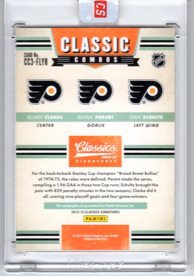 2012-13 Panini Classics Combos Triple auto Flyers Clarke Parent Schultz ...