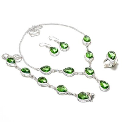Peridot Gemstone 925 Silver Handmade Ethnic Jewelry Set | eBay Australia