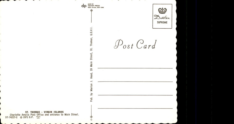 Charlotte Amalie Post Office, St. Thomas, 1971 Postcard | eBay