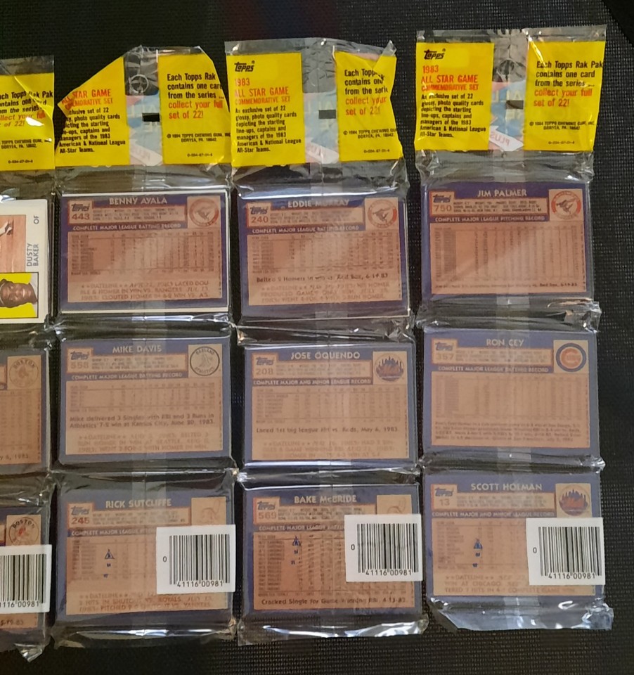 1984 Topps Baseball Lot Of 6 Unopened/Sealed 55 Card Rack Packs ...