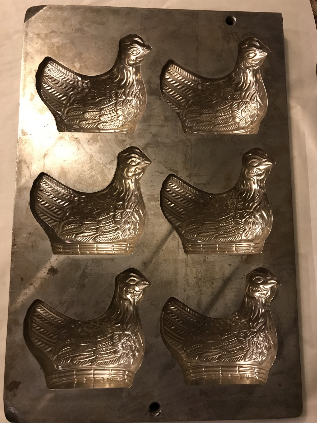 Agathon German ~ (6) Chicken Hens Metal Easter Chocolate /Butter Flat ...