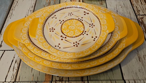 Temptations By Tara "Old World Yellow" Set Of (4) Nesting Plates Trays ...