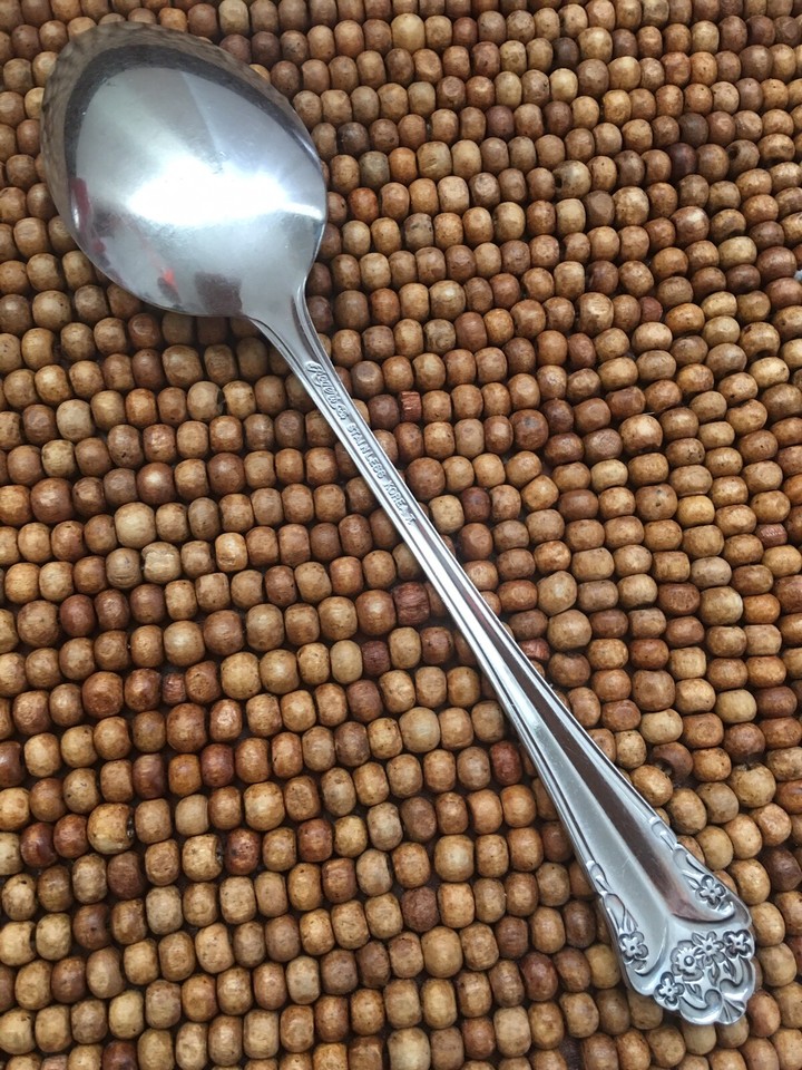 S/R Rogers Co Stainless Satin Center Ridge Floral ROSE BUD Place Soup ...