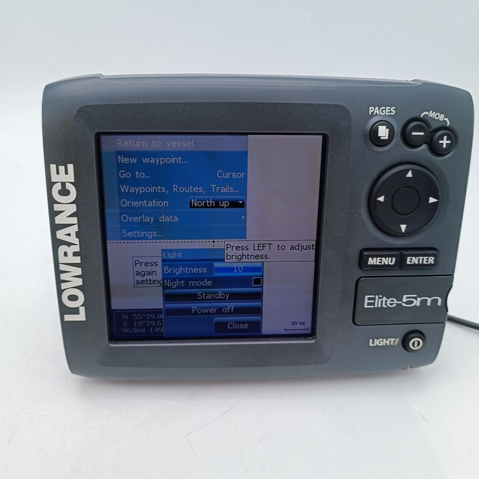 Lowrance Elite-5m Boat 5” GPS Navigator Chartplotter Display Unit ELITE ...