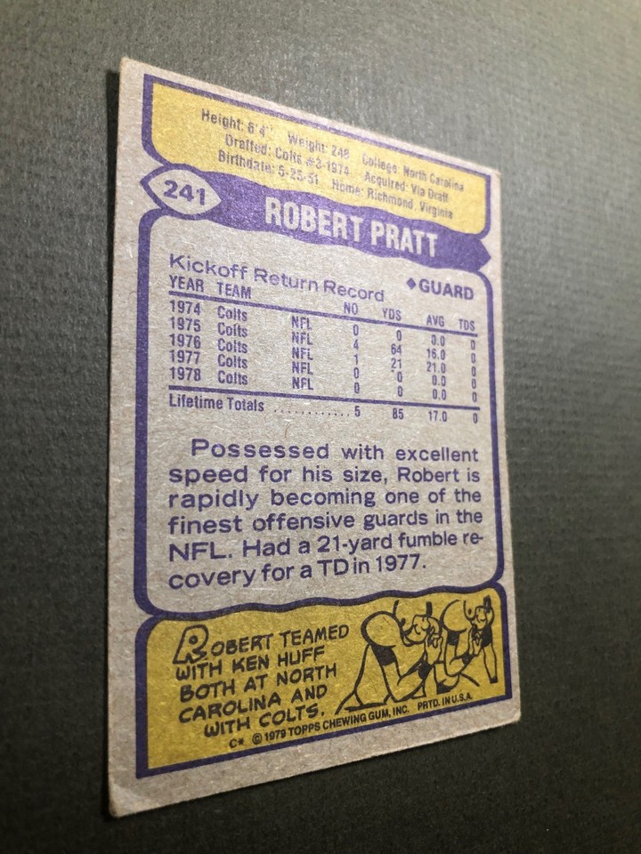 1979 Topps Robert Pratt Baltimore Colts #241 NM Nice! | eBay