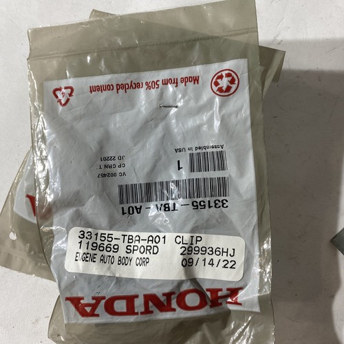 New Genuine OEM Honda CIVIC Acura TLX Headlight Plastic Clip 33105-TBA ...