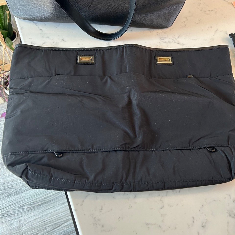 Lo & Sons The Seville Tote - Black - 15" Saffiano Leather Travel Laptop ...