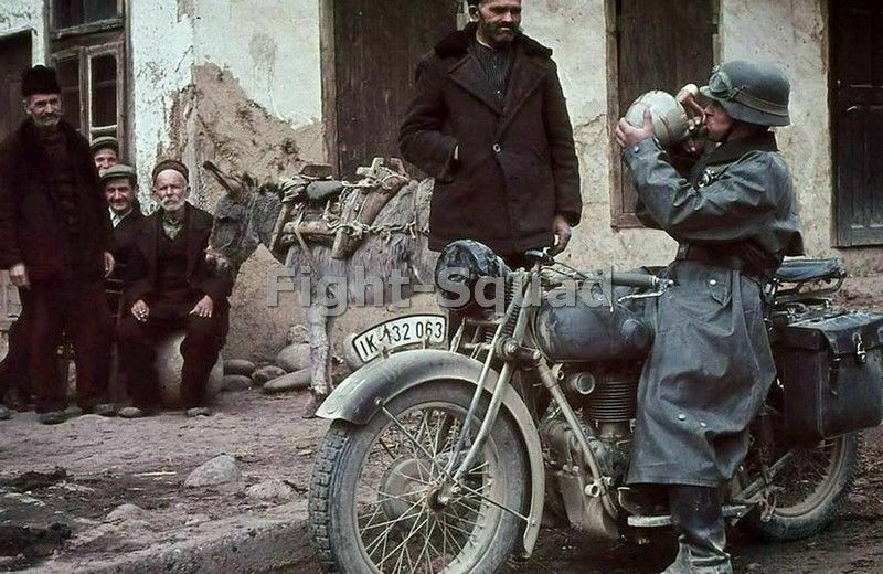 WW2 Picture Photo 1941 German soldier in NSU 601TS motorcycle takes a ...