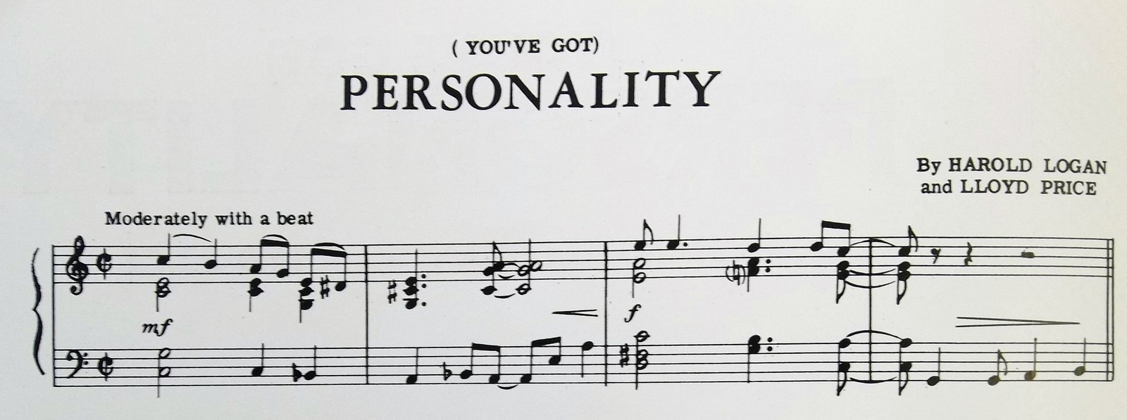 LLOYD PRICE Sheet Music (You've Got) PERSONALITY Keys Publ. 60's SOUL R ...