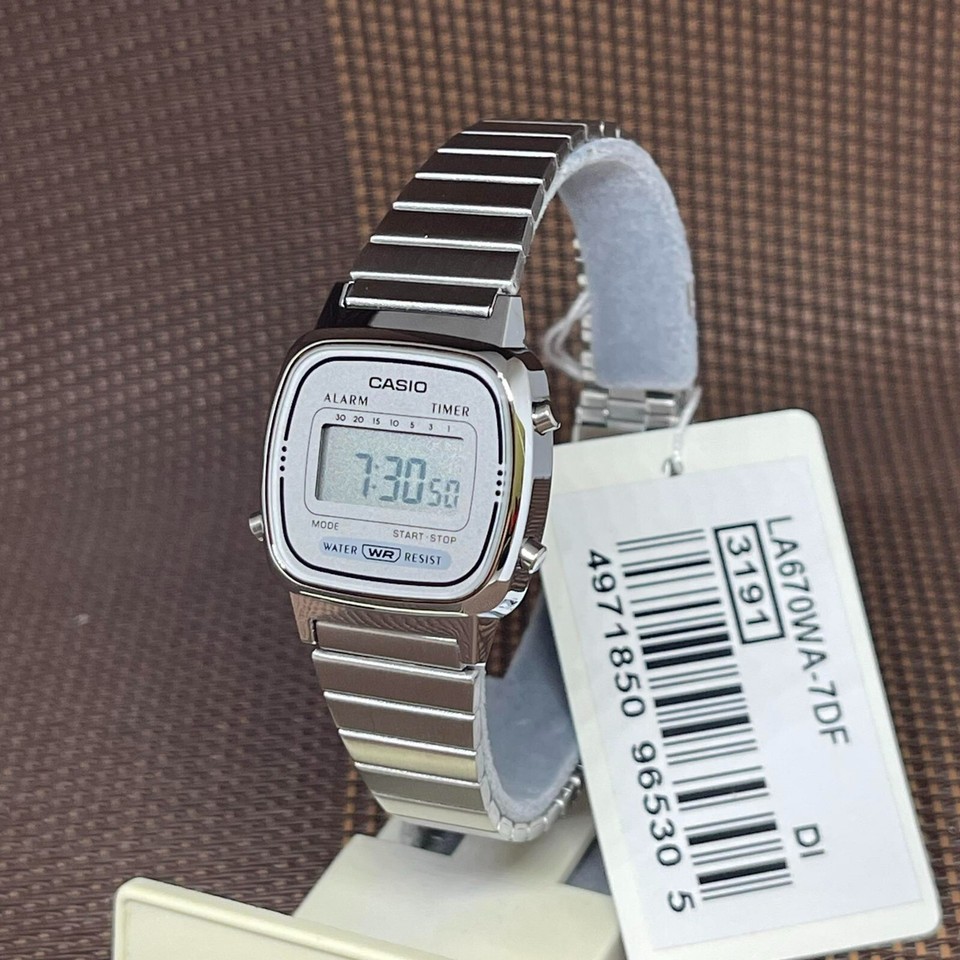 Casio Vintage LA670WA-7D Edelstahl Digital Quarz Classic Damenuhr | eBay.de