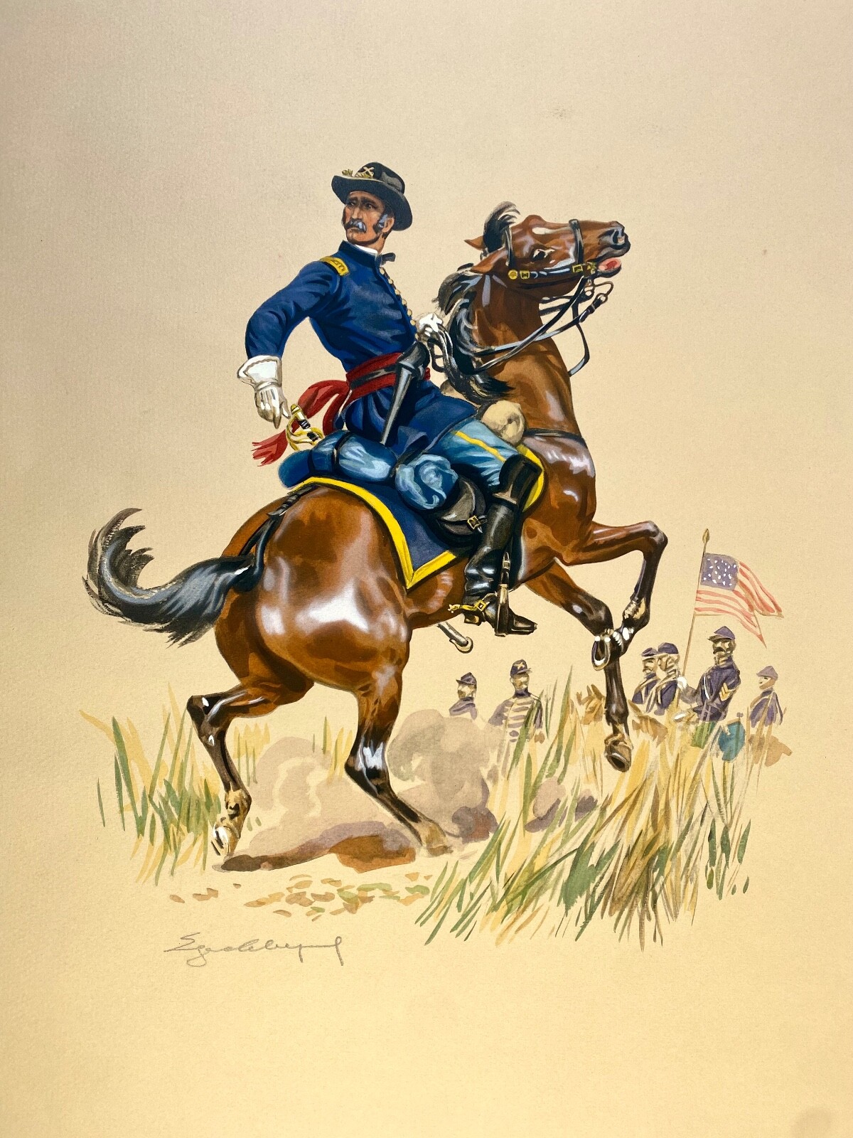 Eugene Leliepvre Civil War Union Cavalry Officer on Horseback Signed ...