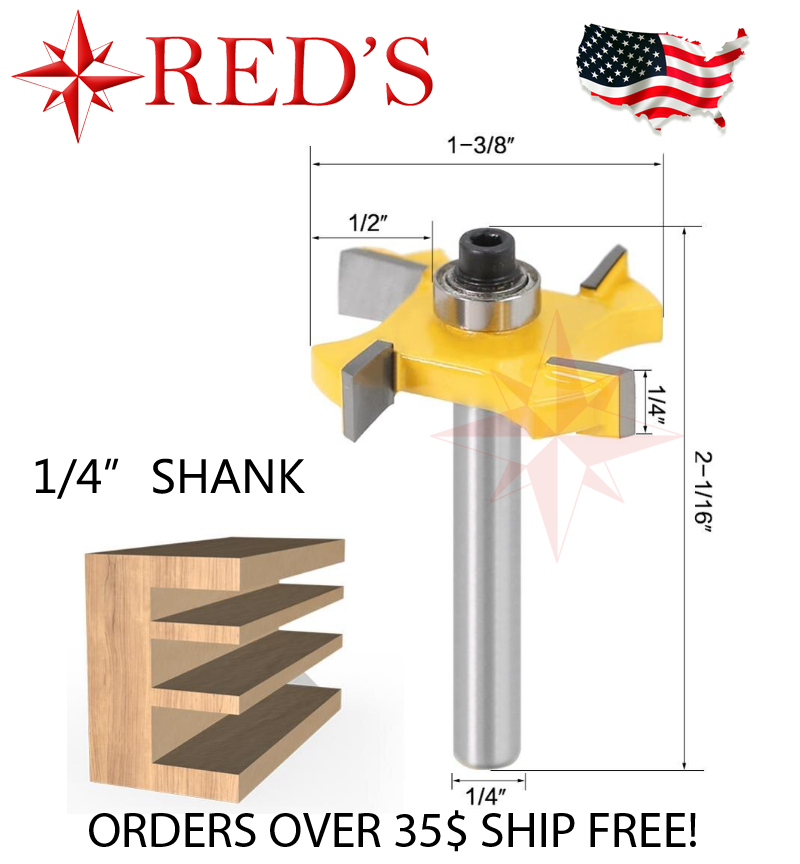 Y70942-4 REDS 1/4 THK X 1/2" Wide Slot Cutter Router Bit Set 1/4" Shank ...