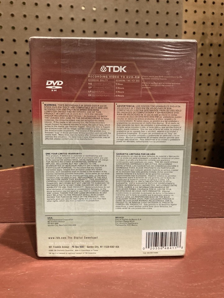 TDK DVD-RW 5 Pack 4.7GB Rewriteable DVD Blank Discs BRAND NEW SEALED ...