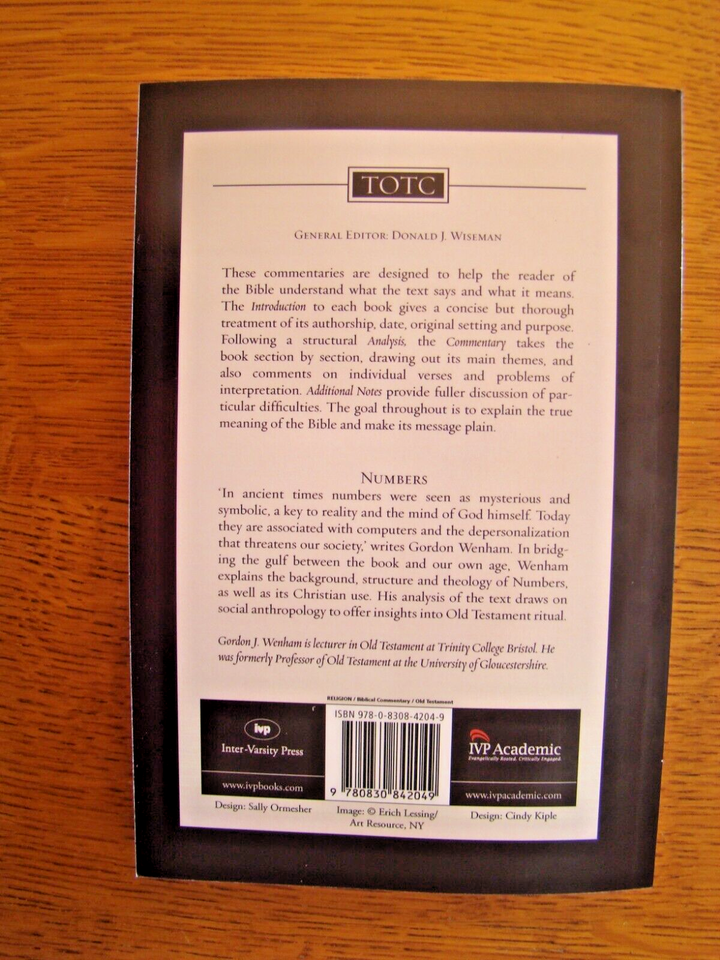 Numbers by Gordon Wenham, Tyndale Old Testament Commentaries, Bible ...
