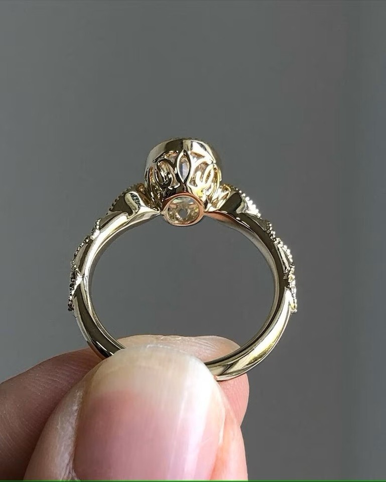 Filigree Bezel Set Wedding Ring Oval Cut Moissanite Engagement Ring for ...