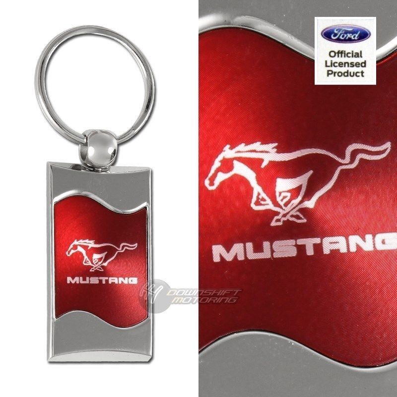 FORD Mustang Red Rectangular Authentic Chrome Key Fob Key ring Keychain ...