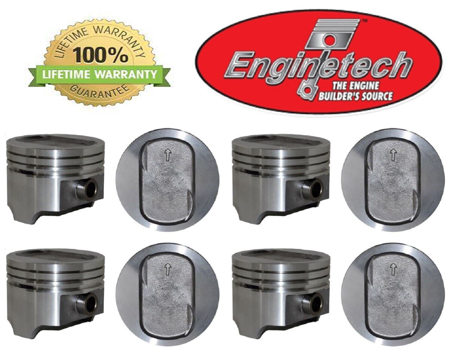 Ford 351 351w Windsor Enginetech Dish Top Pistons With Cast Rings 1977 ...