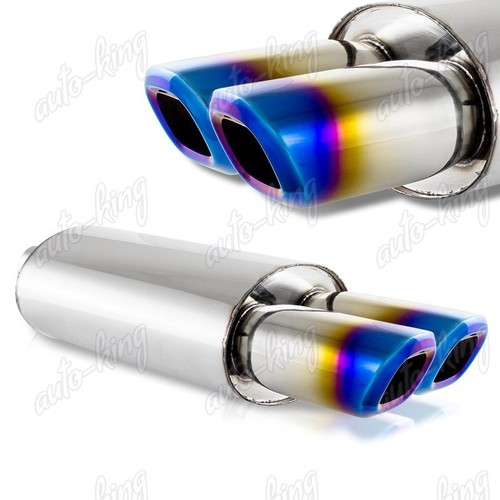 UNIVERSAL 3" REMIS STYLE DUAL SQUARE BLUE BURNT TIP 2.5" INLET T-304 ...