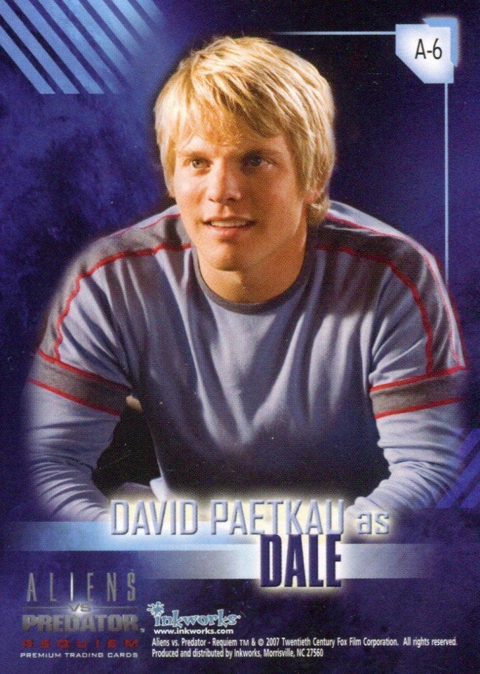 Aliens vs Predator Requiem David Paetkau as Dale Autograph Card A-6 ...