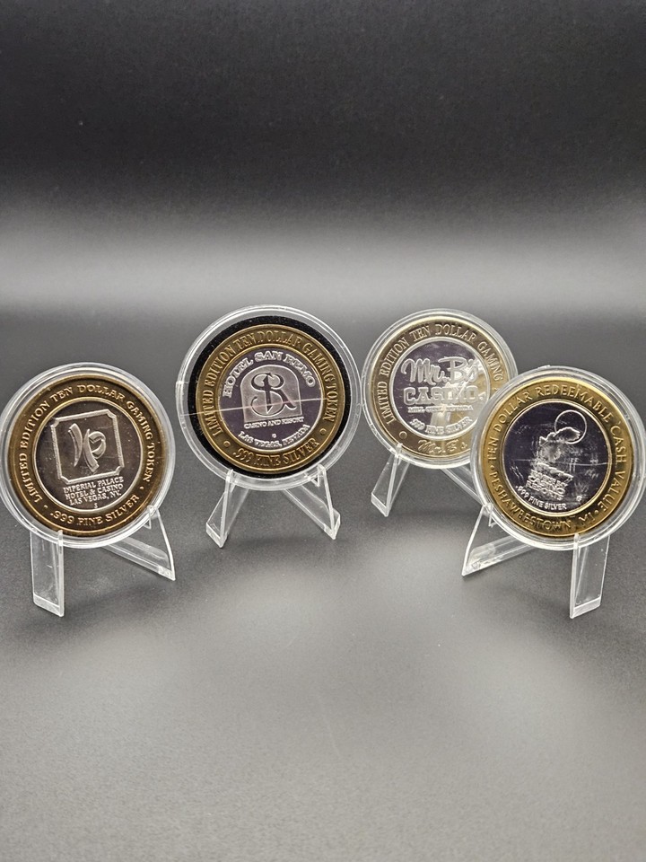 Lot of 4 $10 Casino Silver Strikes .999 Fine Silver – Free Ship & Vegas ...