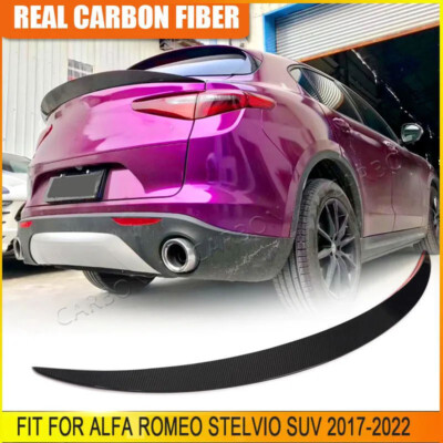 For Alfa Romeo Stelvio SUV 2017-22 Dry Carbon Fiber Rear Trunk Spoiler ...