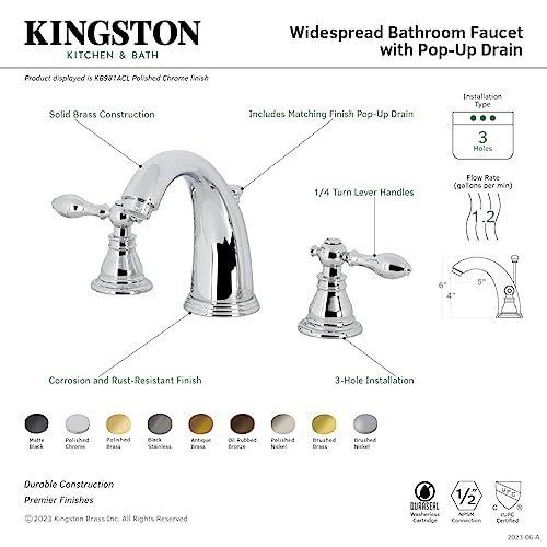 Kingston Brass KB982ACL American Classic Widespread Bathroom Faucet ...