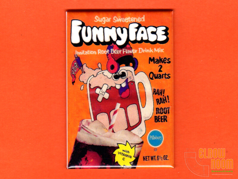 Funny Face Rah! Rah! Root Beer art 2x3" fridge/locker magnet 1975 drink ...