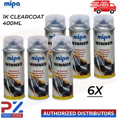 6x MIPA WINNER GLOSSY BRILLIANT 1K CLEARCOAT CLEAR LACQUER AEROSOL ...