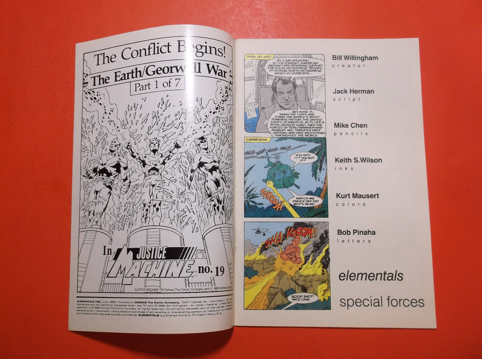 ELEMENTALS # 26 - NM- 9.2 - 1988 COMICO - MIKE CHEN WRAPAROUND COVER | eBay