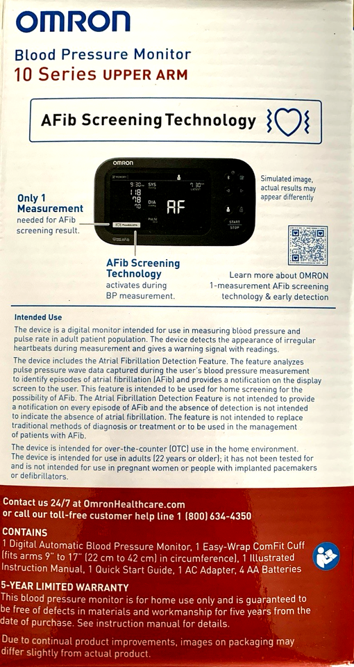 OMRON - 10 Series - AFib Screening - Upper Arm Blood Pressure Monitor ...