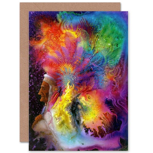 Native Chief Aboriginal First Nations Blank Greeting Card With Envelope ...