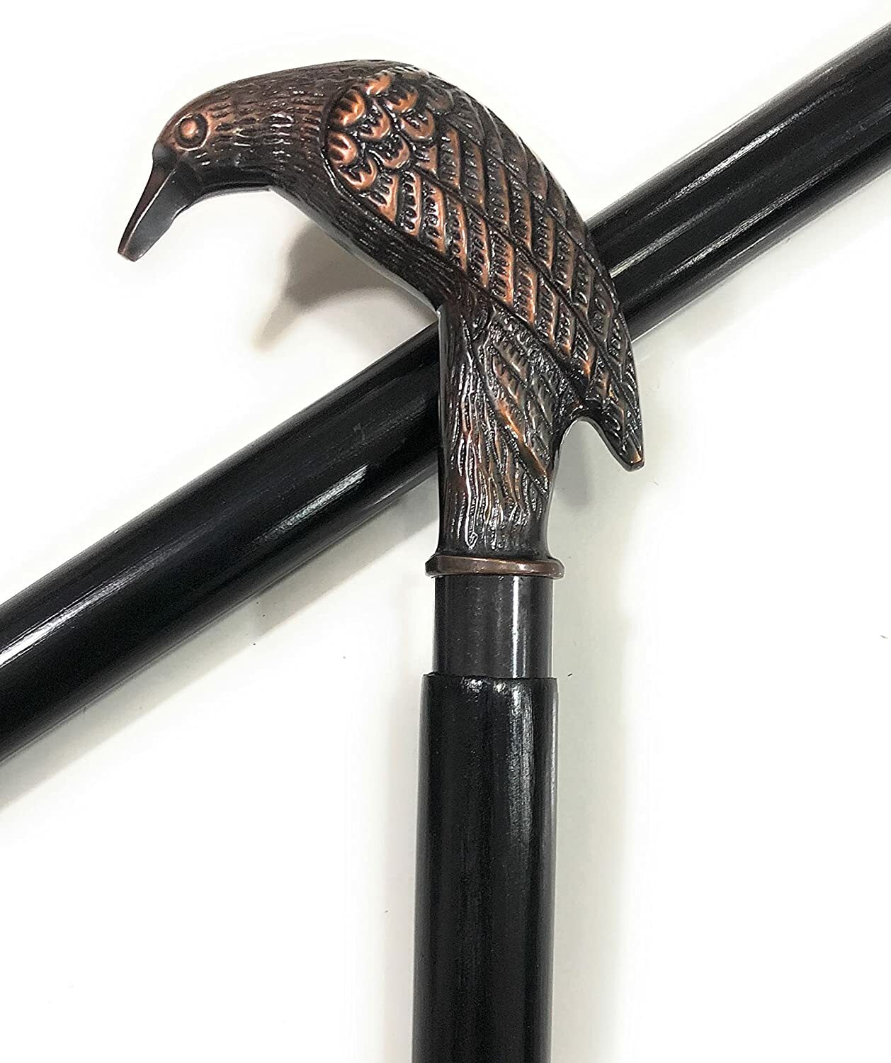 Antique Collection Wooden Solid Brass Raven Head Hand… - Gem