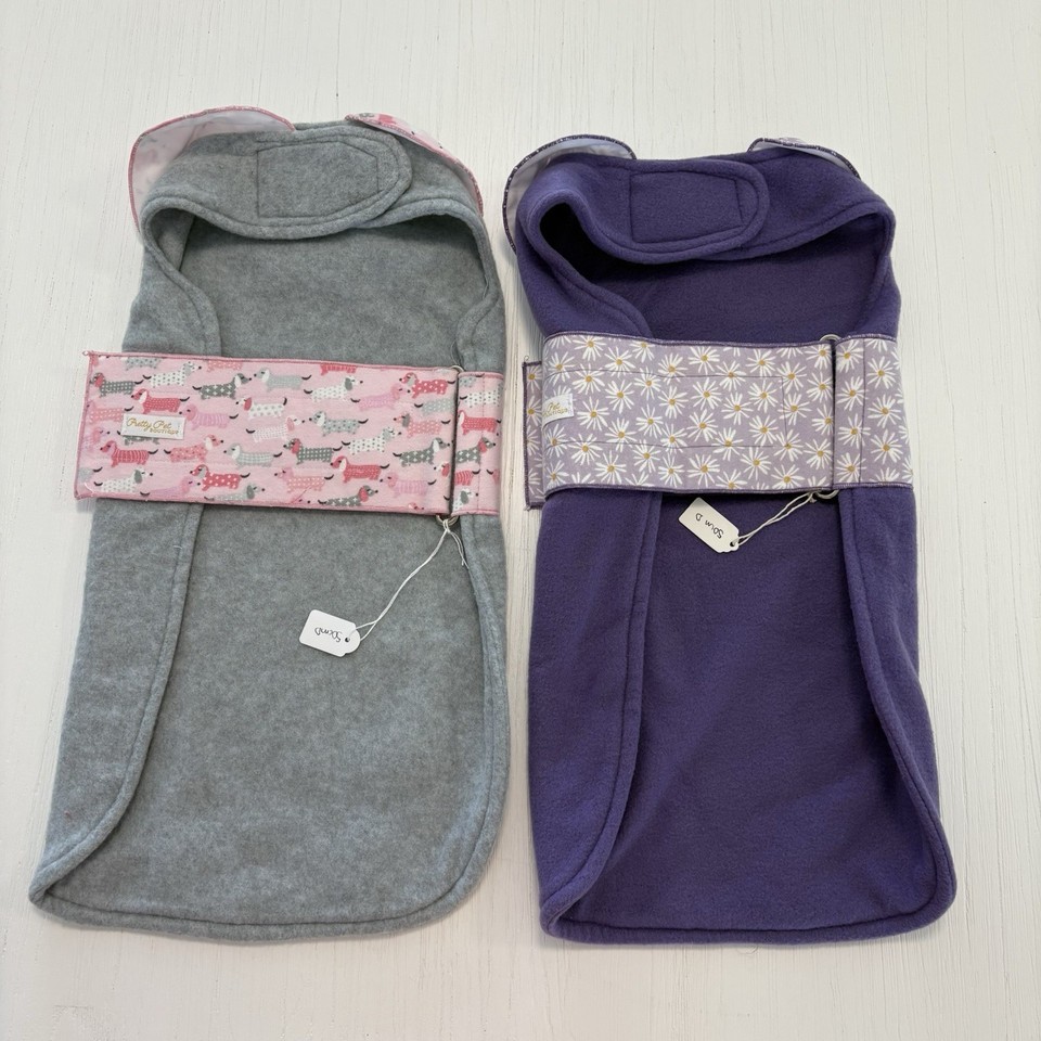 2 x Dog Coats Size 50cm Handmade Slim Fit Cavoodle Adjustable Belt ...