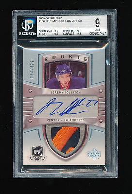 BGS 9 JEREMY COLLITON 2005 UPPER DECK THE CUP JERSEY PATCH AUTOGRAPH ...