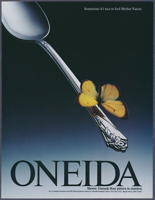 Oneida Damask Rose Stainless Butterfly Vintage Magazine Print Ad 1989 ...