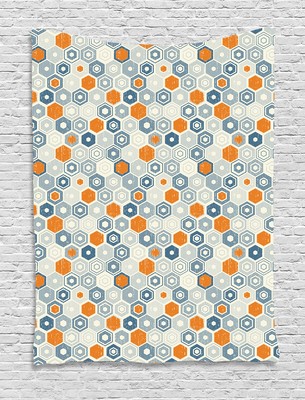 Grunge Tapestry Bullseye Hexagon Motifs Print Wall Hanging Decor | eBay