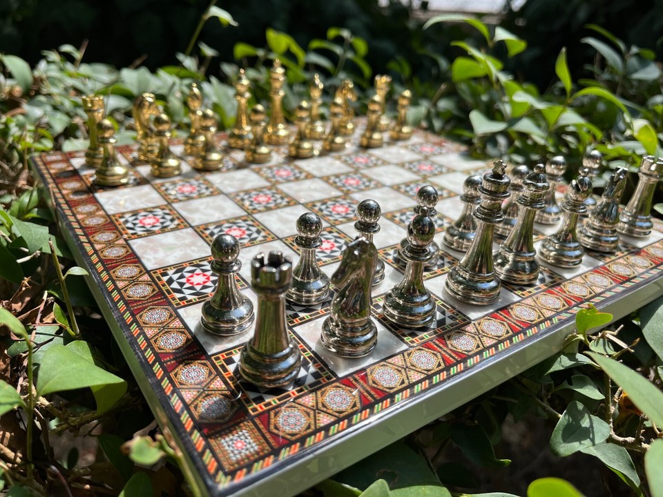 Vip Chess Set w Unique Chessboard - Handmade Chess Pieces - Wooden ...