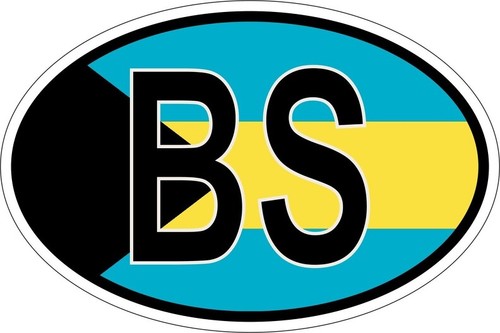 Sticker Oval Flag Code Country BS Bahamas | eBay