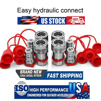 1/2" Ag Hydraulic Quick Connect Couplers Couplings, Poppet Pioneer ...