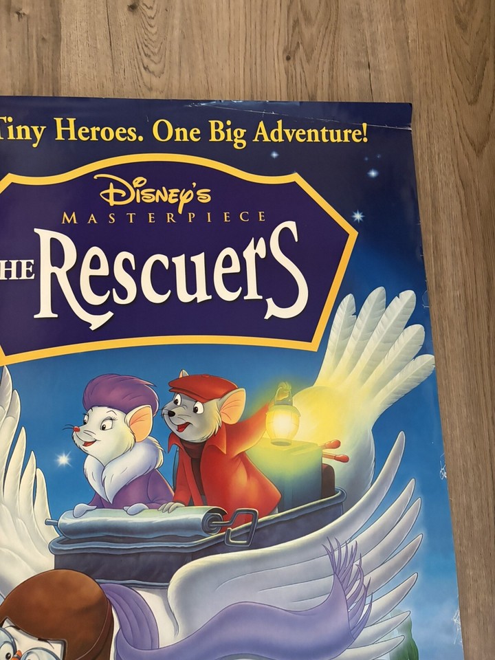 Vintage 1999 THE RESCUERS Disney Full-Size Movie Poster 40”x 25” VHS ...