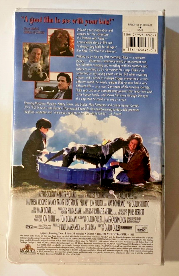 Fluke - Kids Movie VHS 1996 Clamshell- Matthew Modine - Factory Sealed ...